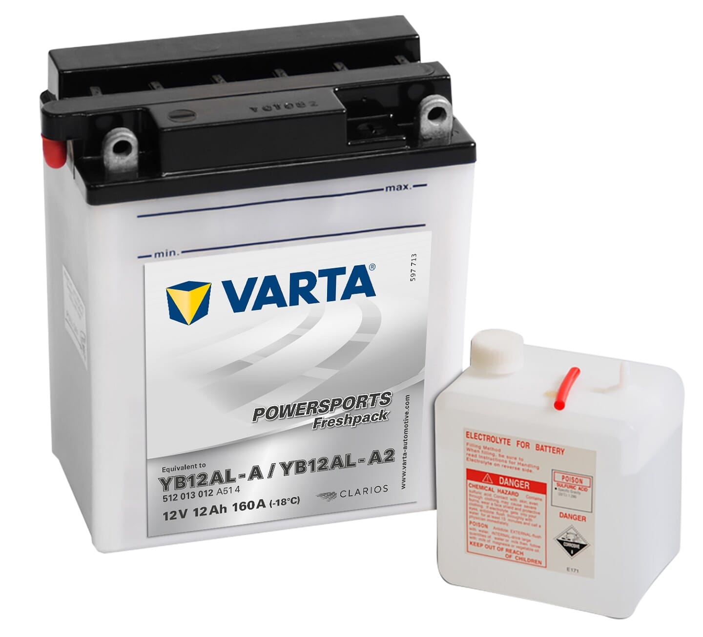 VARTA MC Batteri 12V 12AH 160CCA +høyre YB12AL-A - batteri.no