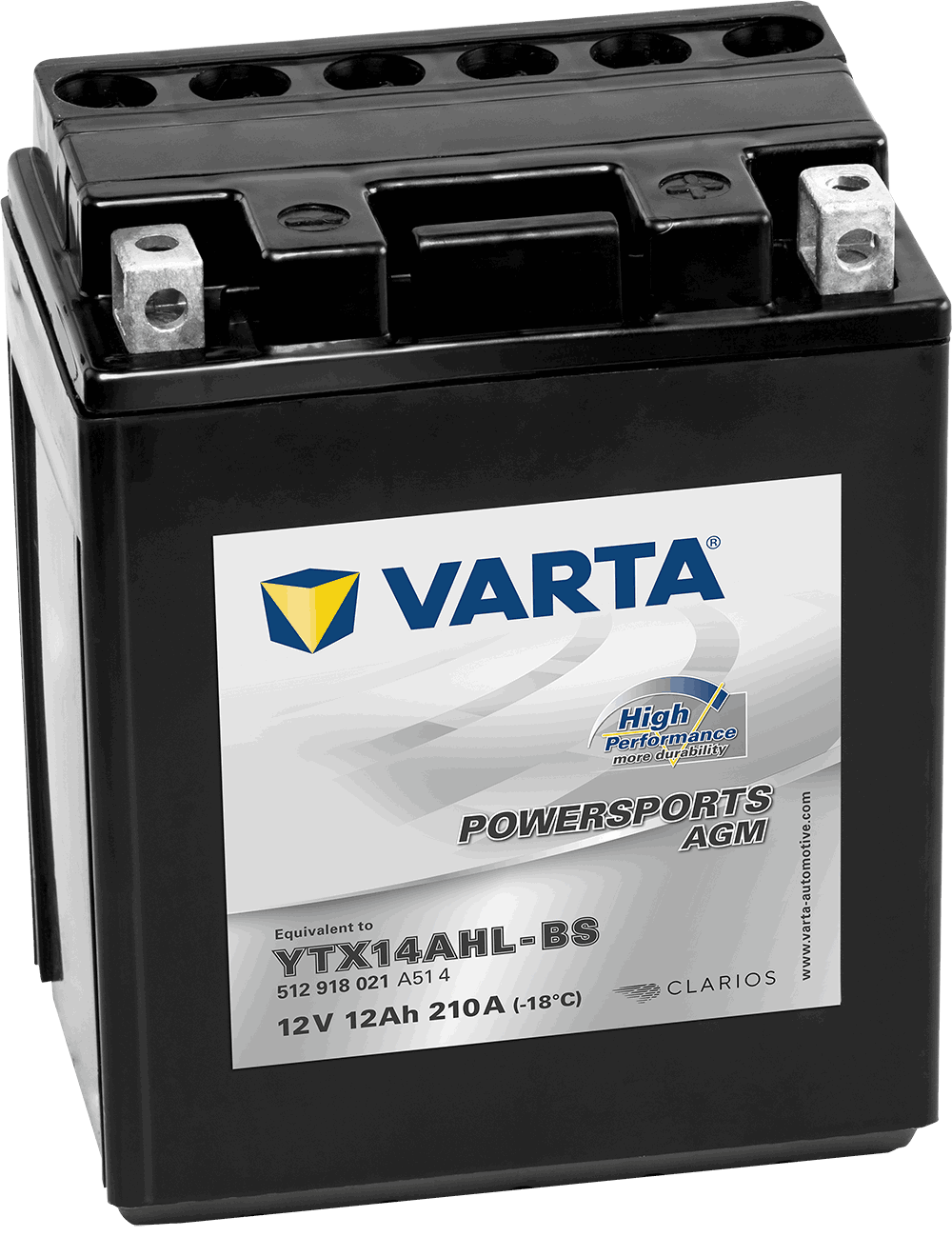 VARTA AGM MC Batteri 12V 12AH 210CCA +høyre YTX14AHL-BS - batteri.no